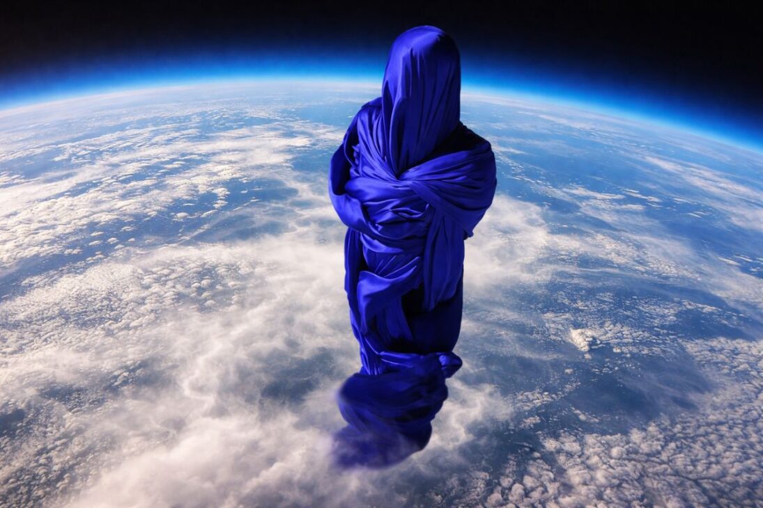 A 700-gram ghost mannequin is floating alone at 35,000 meters altitude ...