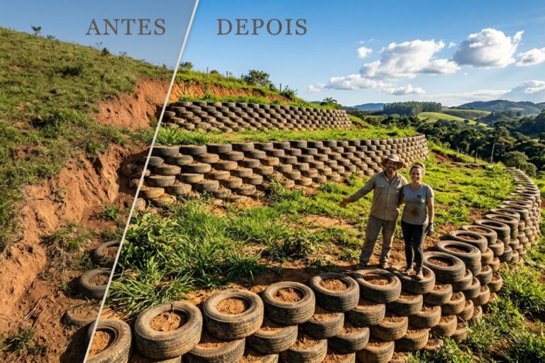 Couple shows how they built a retaining wall on their property using ...