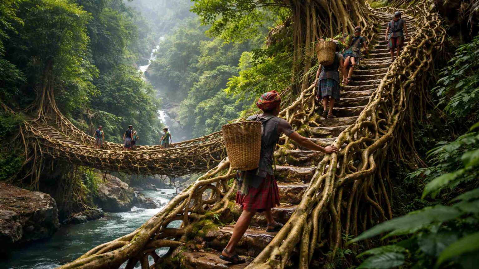 These living root bridges and ladders are over 700 years old and help ...