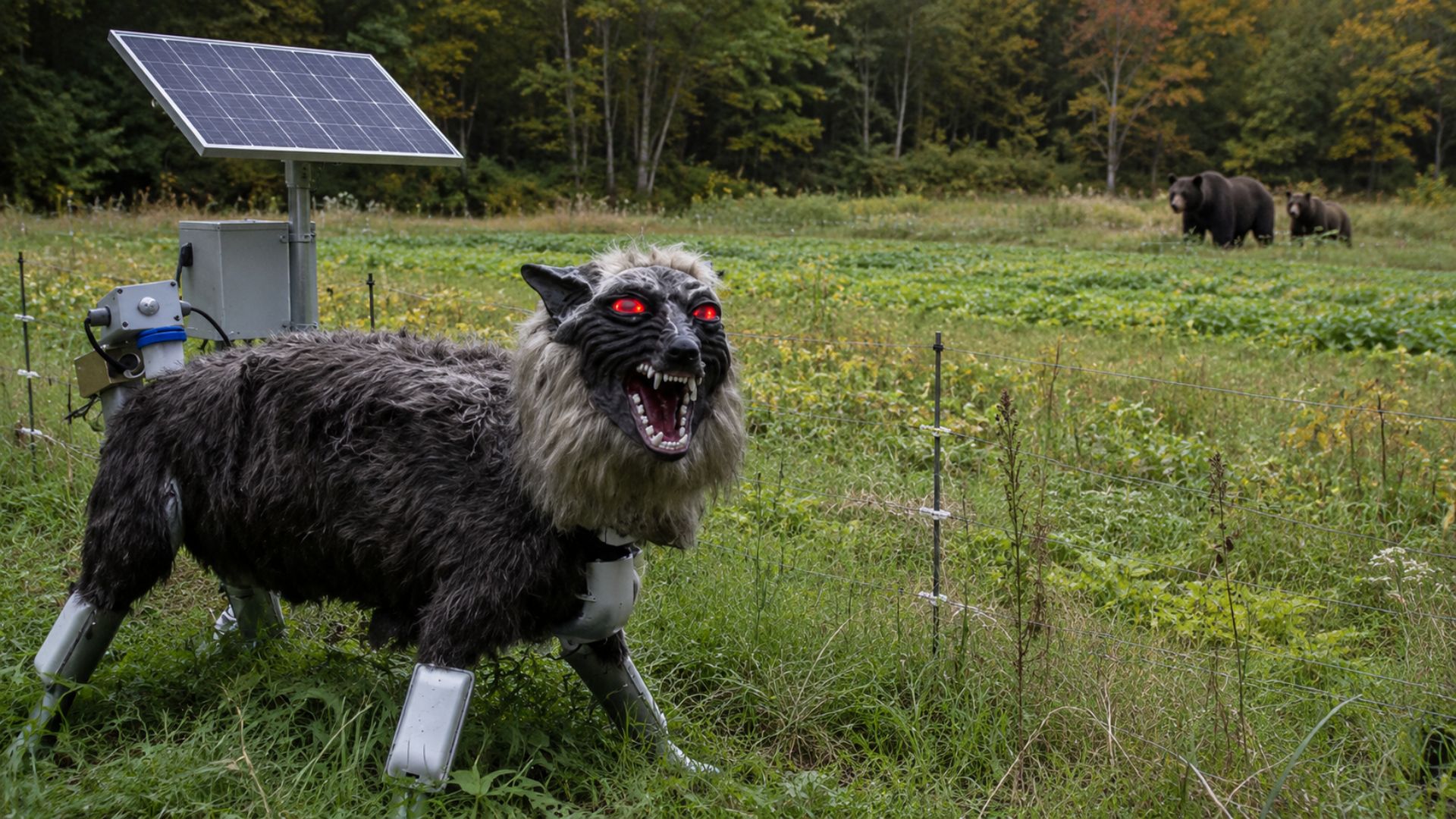A Japanese manufacturer produces robotic wolves with red LED eyes, over ...