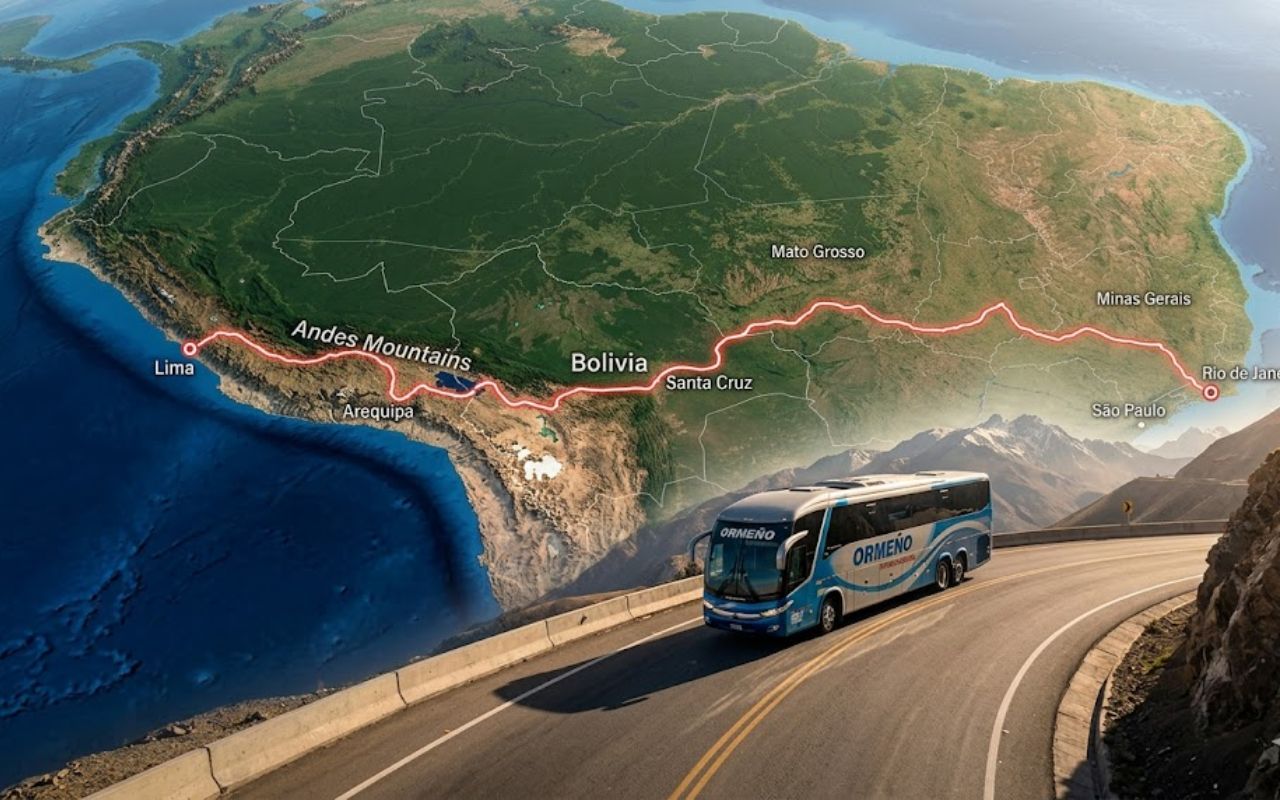 The Transoceânica is the longest bus route, departing from Rio de ...