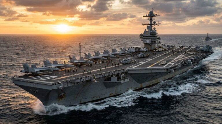 USS Gerald R. Ford: US aircraft carrier returns after 326 days and ...